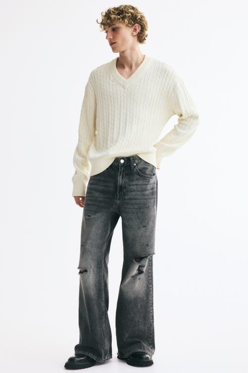 H&M Loose Bootcut Jeans in Rigid Cotton Denim